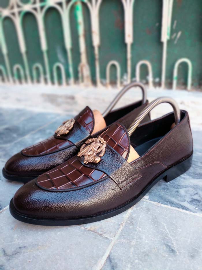 Croc brown mild leather show -Sku 7777 with rubbur sole – Sole Pairs