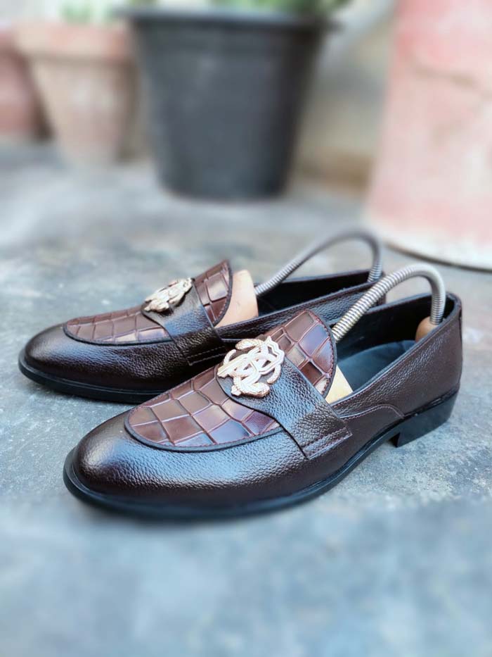 Croc brown mild leather show -Sku 7777 with rubbur sole – Sole Pairs