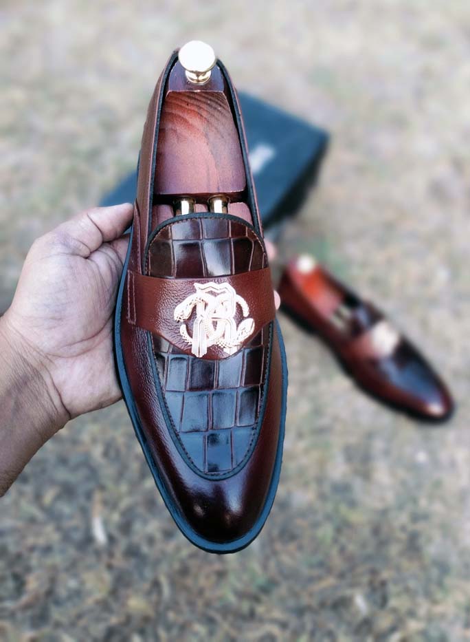 Croc brown mild leather show -Sku 7777 with rubbur sole – Sole Pairs