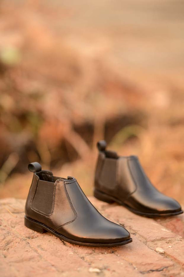 Black Leather Chelsea Shoe-Sku 345 – Sole Pairs